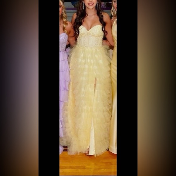 kiss prom | Dresses | Yellow Strapless Prom Dress | Poshmark